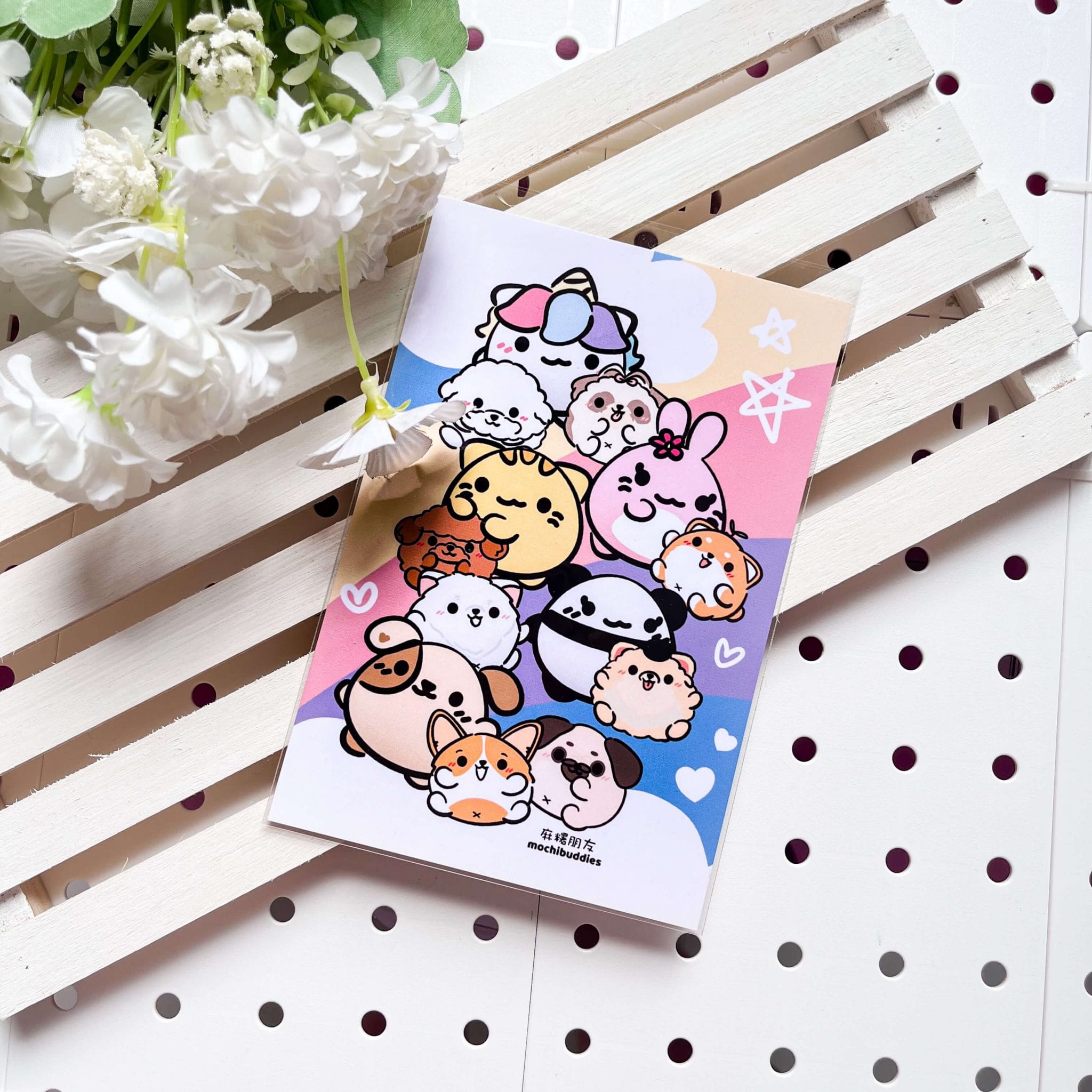 Mochi Buddies With Pups Friends Print - Mochi Buddies